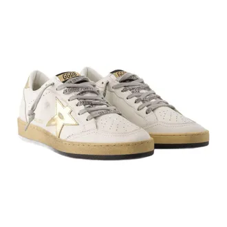 Golden Goose Womens Ballstar Sneakers - Golden Goose Leather White Ivory Calfskin Shoes