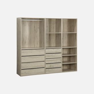 Sweeek Kit Dressing modulable 3 éléments MODULO. Naturel. 200 x 45 x 180 cm