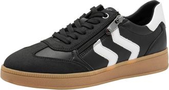 Marco Tozzi Marco Tozzi Damen Sneaker flach mit Rei&szlig;verschluss Freizeit, Schwarz (Black/White), 38 EU