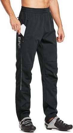 Baleaf Herren Fahrradhose Thermo Fleece Radhose Wasserdicht Winddicht Softshellhose Warm Wanderhose Lang Radlerhose für Winter Outdoor Radfahren MTB Schwarz 