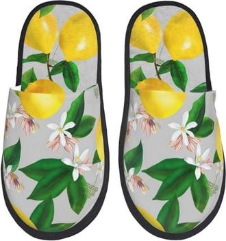 Generic Effet De Motif Citron Sans Couture Unisexe Chaussons Peluche Chaussures De Maison Chaud Pantoufles Pour Maison Hiver Int&eacute;rieur M