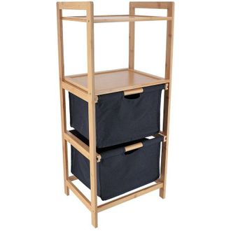 Tendance Bambusmöbel 2 polyesterkörbe + regale - schwarz bambus Tendance