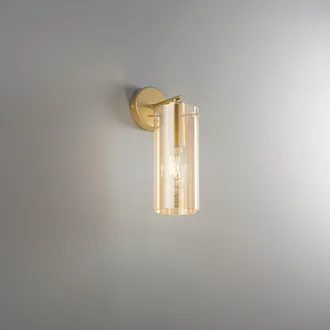 Luce-Ambiente-Design Magic wall lamp in Gold Metal and Amber Glass Diffuser