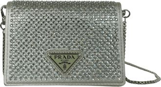 Prada Portemonnaie - Prada card case with shoulder strap and crystals A - Gr. ONE SIZE - in Gr&uuml;n - f&uuml;r Damen