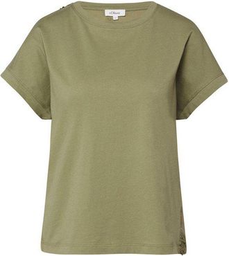 s.Oliver Kurzarmshirt T-Shirt T-Shirt im Fabricmix mit 3D-Stickerei