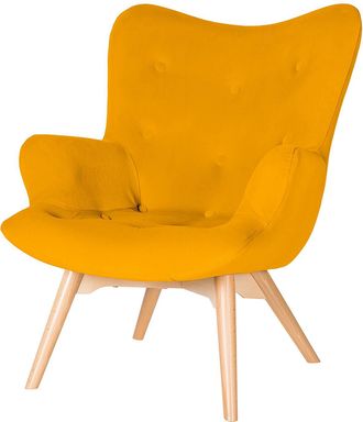 M&oslash;rteens home24 Sessel Gelb Samt Vaia ohne Hocker Hellbraun 71 x 90 x 85cm