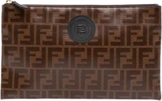 Fendi Pre-owned Vintage Canvas Clutch - Femme - Pre-owned - Brun - Taille: ONE Size