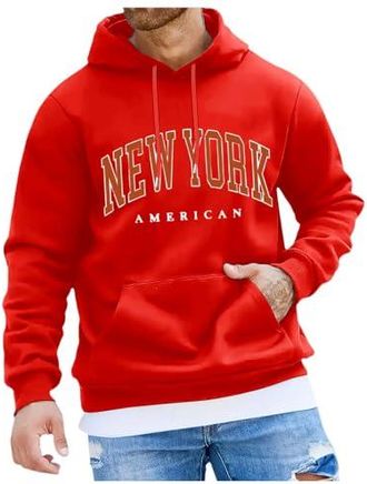 Generic Sweat a Capuche Homme Sweatshirt Hooded Sweatshirt &agrave; Capuche Homme, Pullover &agrave; Manches Longues avec Imprim&eacute; Ville, Casual et Textur&eacute;