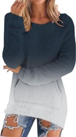 Generic Sweat-shirts pour femme UK Sweatshirt pour femme Couleur unie Haut surdimensionn&eacute; Col rond Manches longues Automne Hiver D&eacute;contract&eacute; Confortable Autom