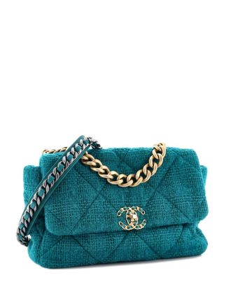 Chanel 19 Flap Bag Quilted Tweed Large crossbody bag - Vert