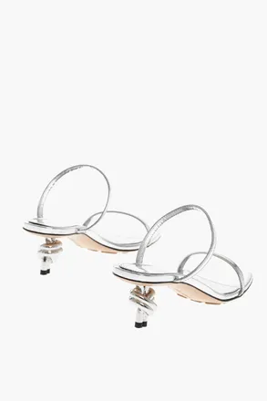 Bottega Veneta Lam&eacute; Leather Sandals KNOT with 4cm Design Heel Bottega Veneta