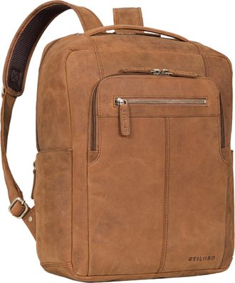 STILORD Guido Exklusiver Business Lederrucksack mit Laptop-Fach 15,6 Zoll - Vintage Rucksack aus hochwertigem Echtleder zeitloses Design, Farbe:tan - dunkelbr