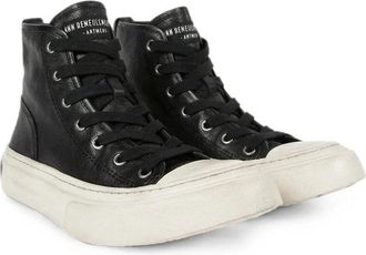 Ann Demeulemeester Grained Leather High-Top Sneaker - Black