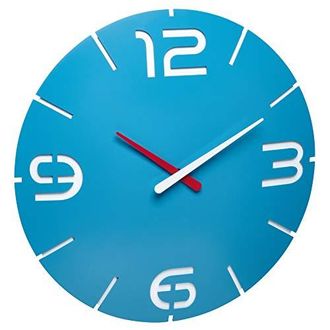 TFA Dostmann Contour Design Funk-Wanduhr, Funkuhr, Wanduhr, gro&szlig;, himmelblau/wei&szlig;, 60.3536.14, &Oslash; 350 x H 35 mm