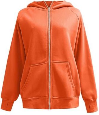 Generic Vestes pour femmes 2026 &agrave; la mode avec fermeture &eacute;clair et poche pour lautomne et lhiver, Orange, XXL