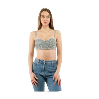 Moschino Femme, Tops, Bleu, Taille: 38 FR D&eacute;bardeur