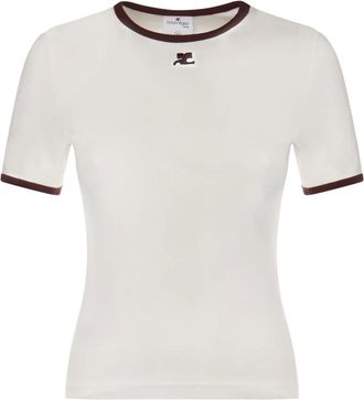 Courr&egrave;ges Femme, Tops, Blanc, Taille: 36 FR T-Shirt