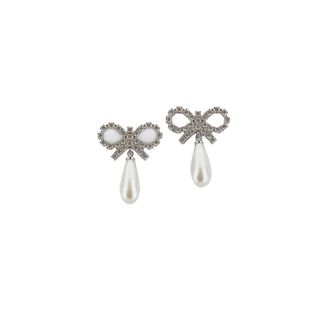 Self Portrait Femme, Accessoires, Blanc, Taille: ONE Size Boucles doreilles cristal et perle