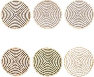 Villa D'Este Home Tivoli Spiral Stones Tischsets, rund, 38 cm, Bast, Spiralstruktur, 6 St&uuml;ck