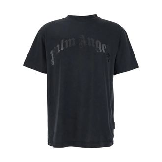 Palm Angels Schwarzes Crewneck T-Shirt mit Maxi-Logo - - Tops - Herren - Schwarzk - 3XL