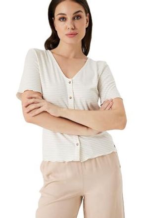 Garcia T- Shirt &agrave; Manches Courtes, Blanc cass&eacute;, XL Femme