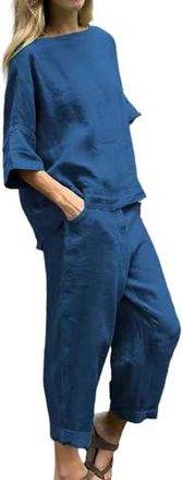 Generic Ensemble de salon pour femme 2 pi&egrave;ces pour femme avec poches amples, sweat-shirt et gilet et pantalon slim pour femme - Surv&ecirc;tement de sport pour femm