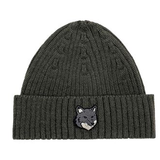 Maison Kitsun&eacute; Graue Fox Head Beanie Stylischer Schutz - - Accessories - unisex - Gr&uuml;n - ONE SIZE