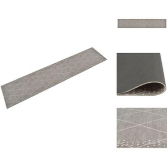vidaXL K&uuml;chenteppich Waschbar Raute 60x300 cm Samt - K&uuml;chenl&auml;ufer - Samt - Laufmatte - Rutenmuster - Grau