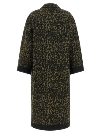 Nude Animal Print Wool Blend Coat - black