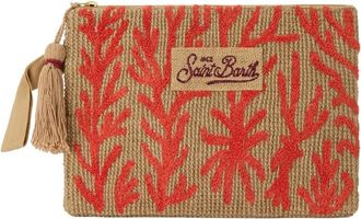 MC2 Saint Barth Femme, Sacs, Multicolore, Taille: ONE Size Pochette en jute avec motif de corail brod&eacute;