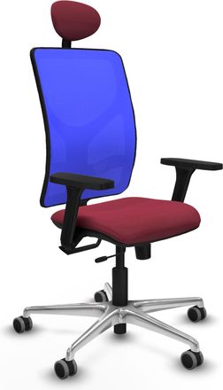 Piqueras y Crespo 24-Stunden-Stuhl, mit 3D-Armen, h&ouml;henverstellbarer Lendenwirbelst&uuml;tze und festem Kopfteil, ausgestattet mit Syncro/Traslack und Schneideschaum, Blau/G