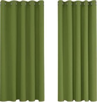 Deconovo Verdunkelungsvorhang Gardine Wohnzimmer Thermogardine Kälteschutz Ösen, 138x168 cm(HöhexBreite), Apfelgrün, 2er Set