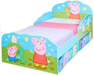 Les Tendances Les Tendances - Lit enfant Peppa Pig avec tiroirs de rangement 140x70 cm - Construction en MDF - S&eacute;curis&eacute; avec demi-panneaux lat&eacute;raux - Sommier inclus