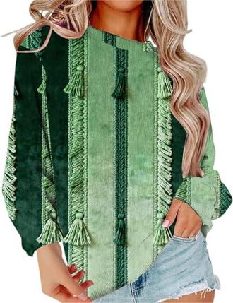 Generic Sweat-shirt surdimensionné à manches longues pour femme - Grande taille - Chemisier décontracté pour femme - Col rond - T-shirt ample tendance, Sweat-