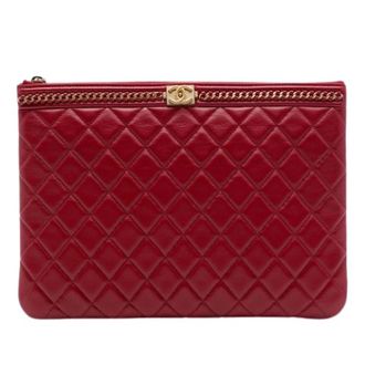 Chanel Pre-owned Vintage Quilted Lambskin Clutch - - Pre-owned - Damen - Rot - ONE SIZE