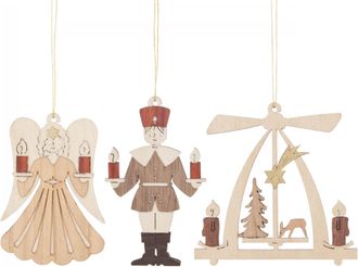 Rudolphs Schatzkiste Baumbehang Erzgebirge 2 (6) (Engel,Bergmann,Pyramide) H&ouml;he 7cm NEU Weihnachtsbaumschmuck Christbaumschmuck