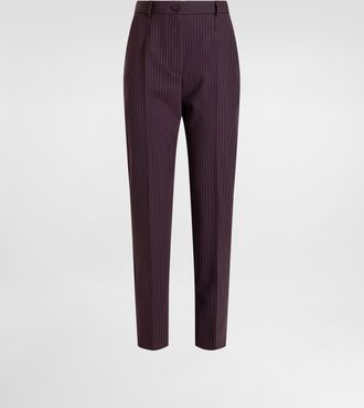 Dolce & Gabbana Hose Aus Wolle In Nadelstreifen-optik - Frau Hosen Und Shorts Mehrfarbig 46
