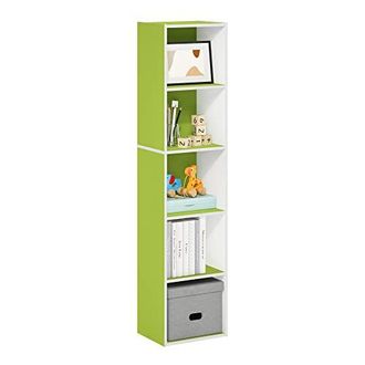 Furinno Pasir Étagère ouverte à 5 niveaux, Blanc/Vert, 5-Tier Cube