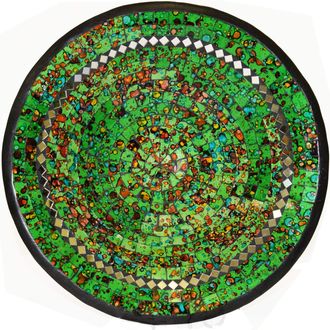 Simandra Mosaikschale Tonschale Glasschale Dekoschale Mosaik Kunsthandwerk Glassteine Deko rund Spiegel XXL Color Gr&uuml;n