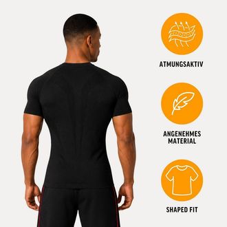 Smilodox T-Shirt Varallo Herren, Fila, Kompressionsshirt, Shaped Fit, Gym & Fitness Performance Material, Struktur-Eins&auml;tze, Rundhals, Stretch