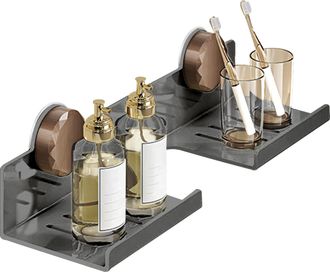 Generic Suction Cup Shelf - Bathroom Wall Organizer, Compact Carbon Steel Storage Rack for Toiletries Supplies, Space-Efficient Holder for Toilet Kitchen Smal