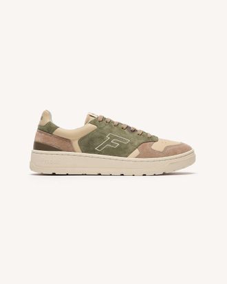 Faguo Baskets en cuir sable et kaki