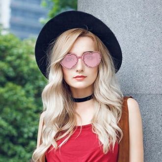 Kesyoo Lunettes de Soleil de Coeur Rose Clair Verres Acryliques, Accessoire Photo D&eacute;coratif pour F&ecirc;tes et Costumes, Lunettes D&eacute;coratives F&eacute;minines pour Saint