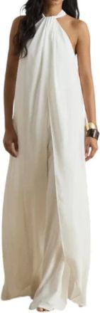 Ralph Lauren Femme, Robes, Blanc, Taille: 34 FR Cape Georgette Wide-Leg Halter Jumpsuit