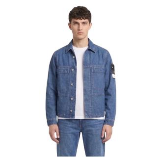 Stone Island Grainy Wash Denim Bikerjacke - - Jackets - Herren - Blau - S