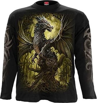 Spiral Oak Dragon Homme T-Shirt Manches Longues Noir XL 100% Coton Regular/Coupe Standard