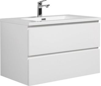 Badplaats Badezimmer Badm&ouml;bel-Set Angela 80cm - Hochglanz Wei&szlig; - Unterschr