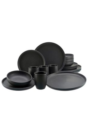 CREATABLE Kombiservice Uno, Schwarz, Keramik, 16-teilig, Uni, 370 ml,400 ml, Essen & Trinken, Geschirr, Geschirr-Sets, Kombiservice