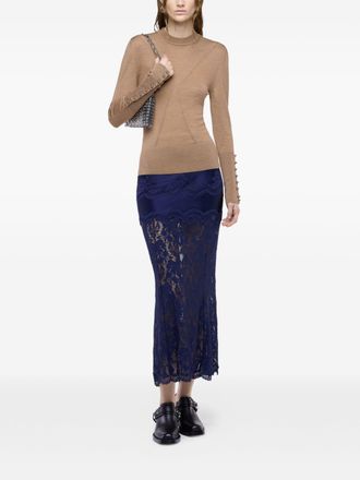 Paco Rabanne Floral Lace Midi Skirt - Navy