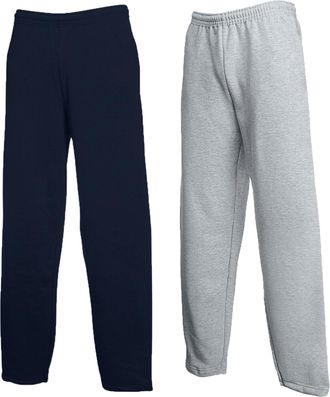 Fruit Of The Loom Herren 2er Jogginghose Set Classic Offen Leg Jog Pants M L XL XXL 3XL Verschiedene Farbsets & HLKauf-Block (1x Grau, 1x Deep Navy & 1x HLKauf-Block, 3